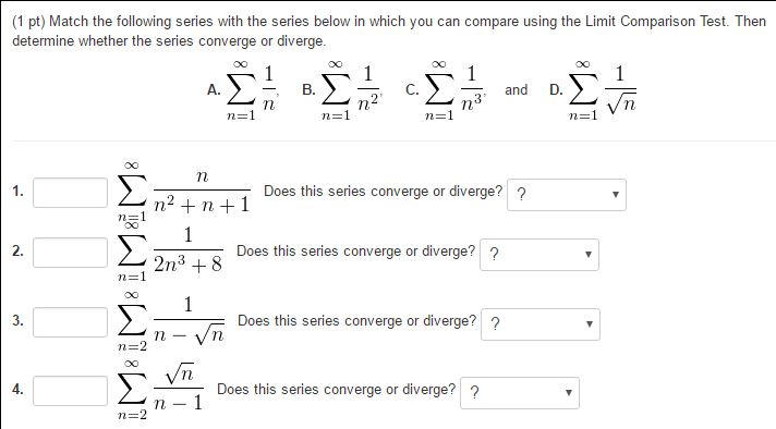 Solved Match the following series with the series below in | Chegg.com