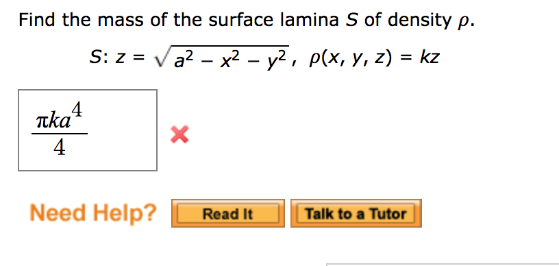 Solved Find the mass of the surface lamina S of density p. 4 | Chegg.com