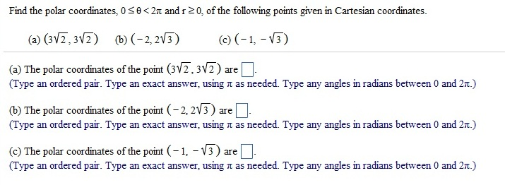 Solved Find the polar coordinates, 0 LE Theta