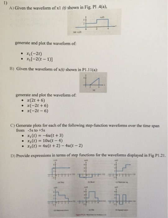 Solved Given the waveform of xl (t) shown in Fig. PI -4(a), | Chegg.com