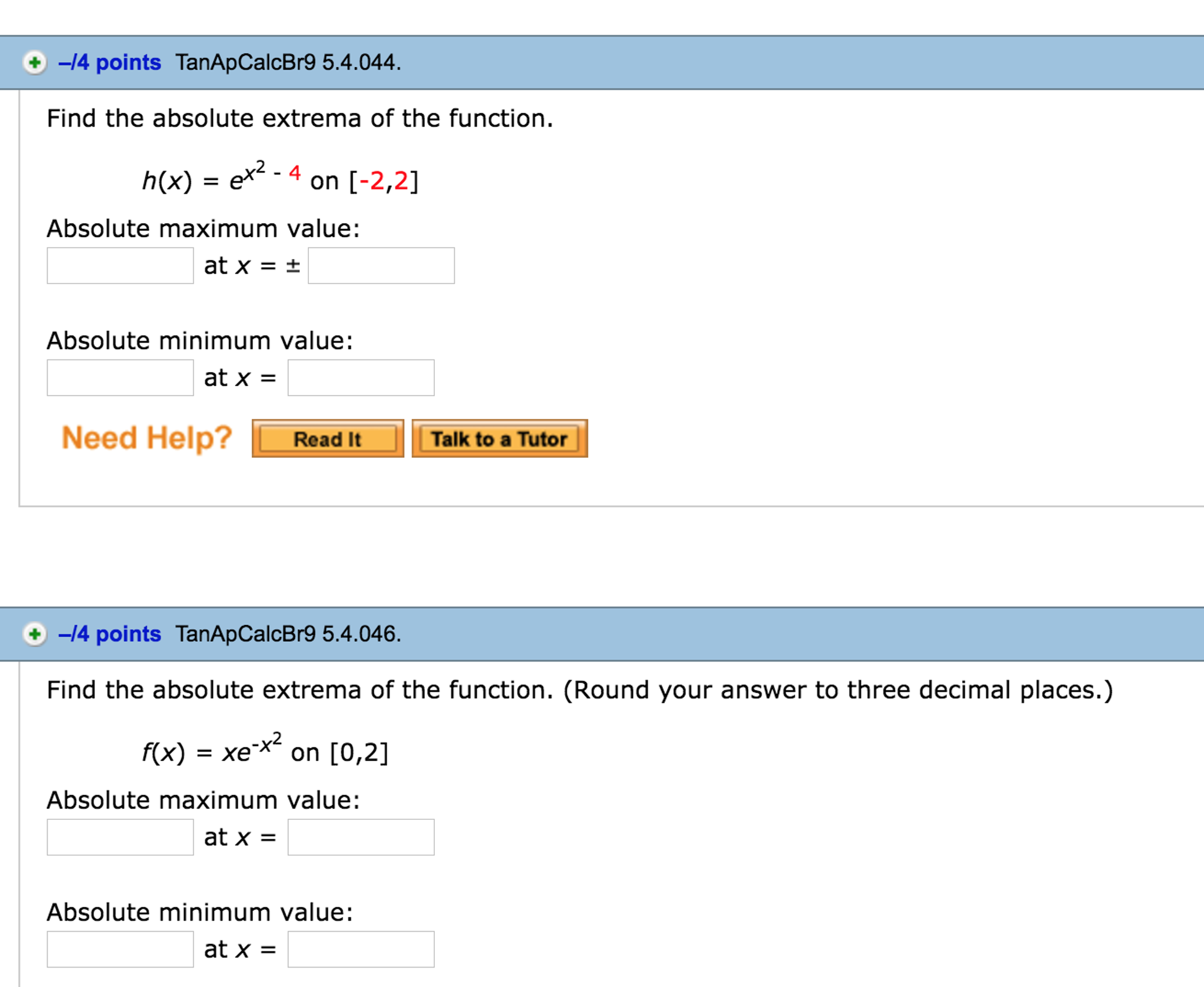 Solved Find the absolute extrema of the function. h(x) = | Chegg.com