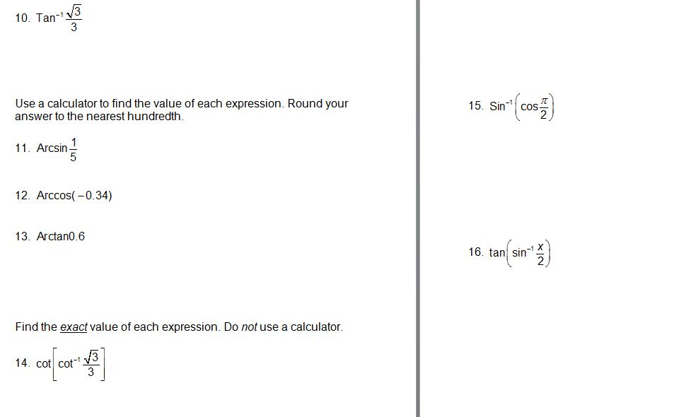 Solved Explain the meaning of y=cos-1x 1. What is the domain | Chegg.com