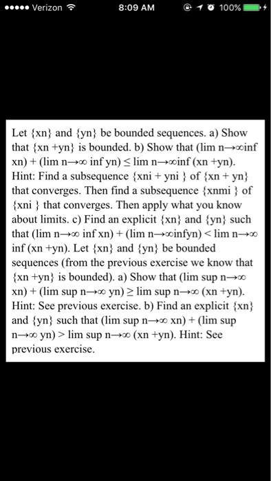 Solved Let {xn} and {yn} be bounded sequences, a) Show that | Chegg.com