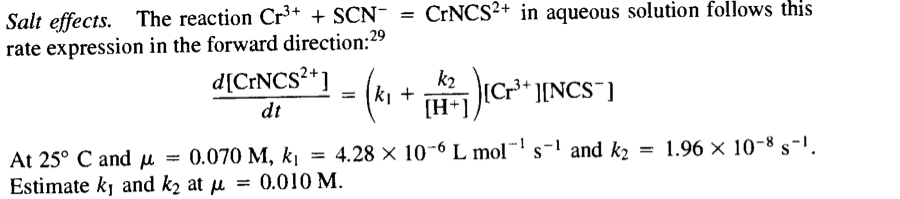 Solved Salt effects. The reaction Cr^3+ + SCN = CrNCS2+ in | Chegg.com