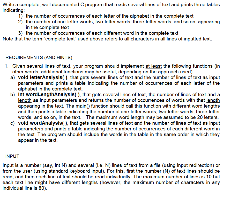 Solved Write a complete, well documented C program that | Chegg.com