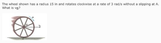 Solved The wheel shown has a radius 15 in and rotates | Chegg.com