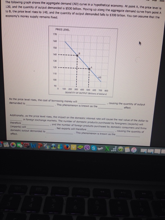 Solved The following graph shows the aggregate demand (AD) | Chegg.com