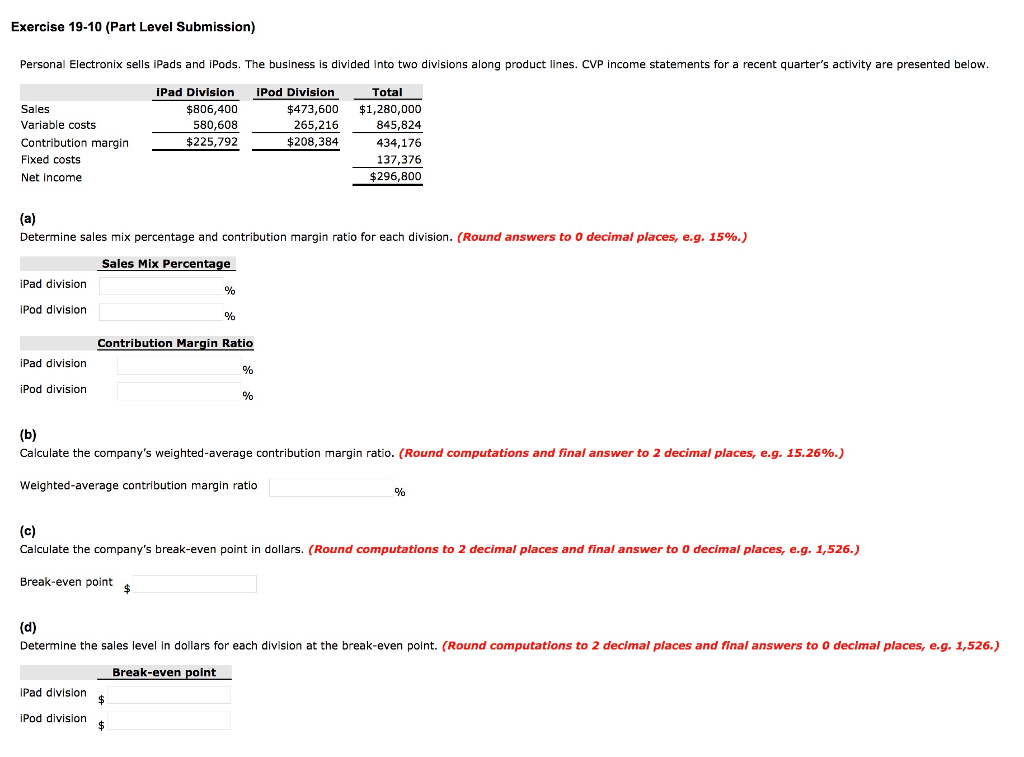 Solved Exercise 19-10 (Part Level Submission) Personal | Chegg.com