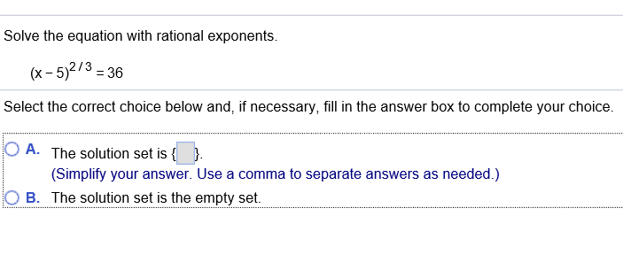 Solved Solve the equation with rational exponents. | Chegg.com