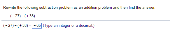 Solved Rewrite the following subtraction problem as an | Chegg.com