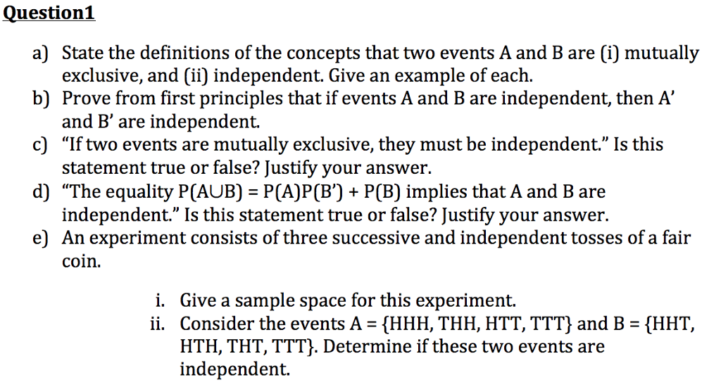 Solved Question1 a) State the definitions of the concepts | Chegg.com