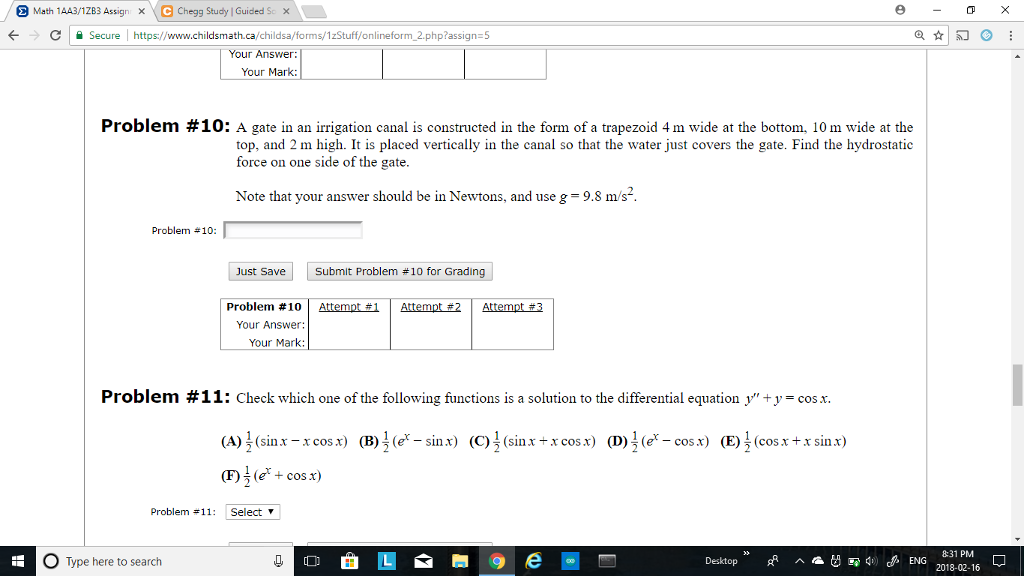 Solved Math 1aa3 1 Zb3 Assign Chegg Study Guided S X C Chegg
