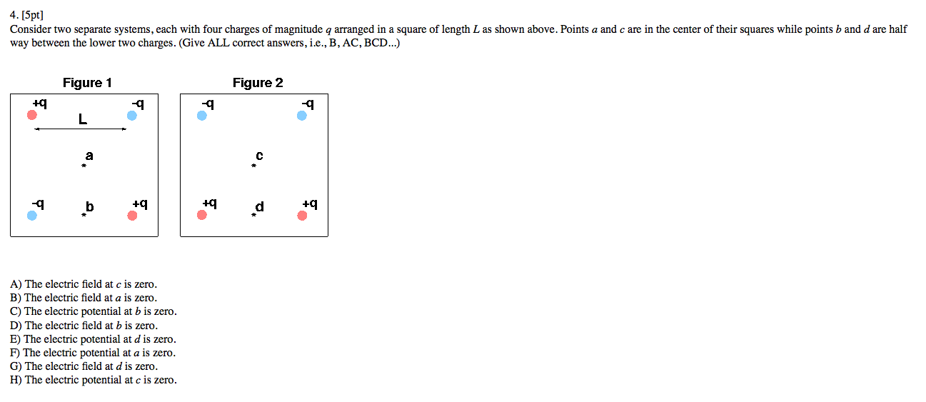 Solved Consider two separate systems, each with four charges | Chegg.com