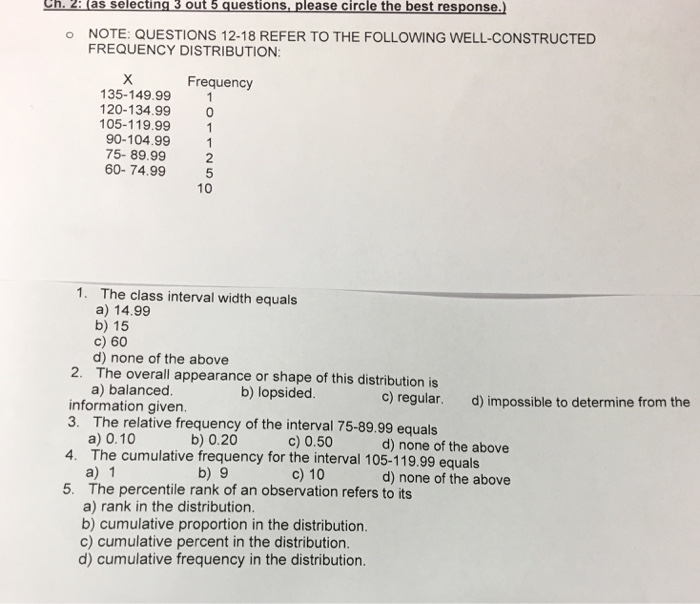 Solved The class interval width equals 14.99 15 60 none of | Chegg.com