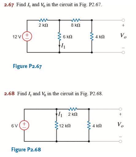 Solved 2.67 Find I1 and V0 in the circuit in Fig.P2.67 2.68 | Chegg.com