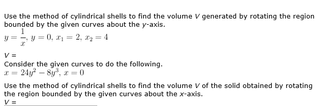Solved Use the method of cylindrical shells to find the | Chegg.com