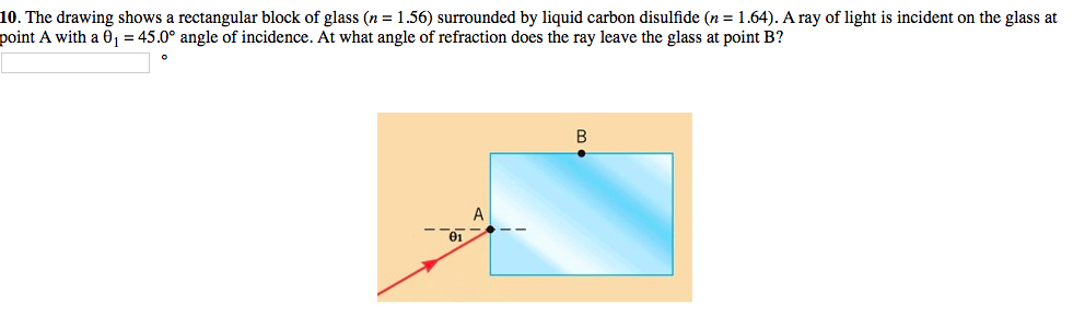 Solved The drawing shows a rectangular block of glass (n = | Chegg.com