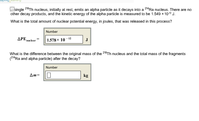 Solved Single 218^Th nucleus, initially at rest, emits an | Chegg.com
