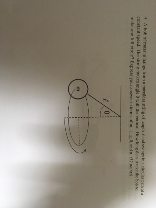 Solved A bob of mass in hangs from a massless string of | Chegg.com