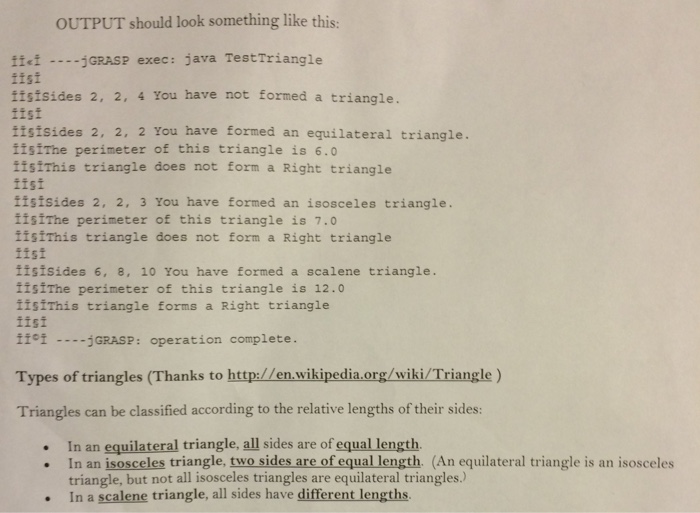 Solved Triangle Program ANY two sides of a triangle must be | Chegg.com
