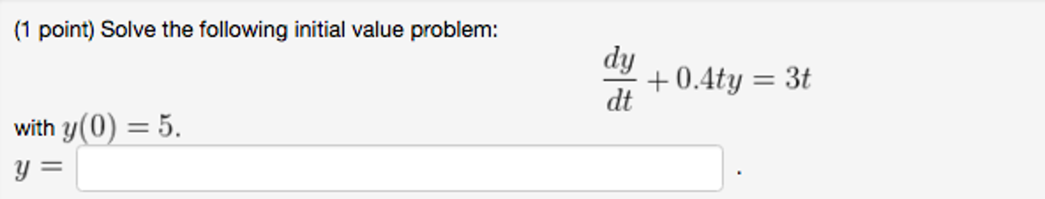 Solved Solve the following initial value problem: dy/dt + | Chegg.com