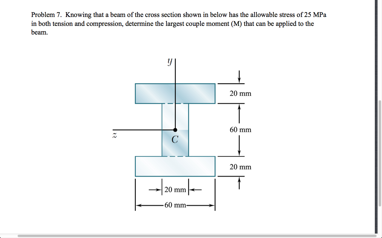 Solved Problem 7. Knowing that a beam of the cross section | Chegg.com