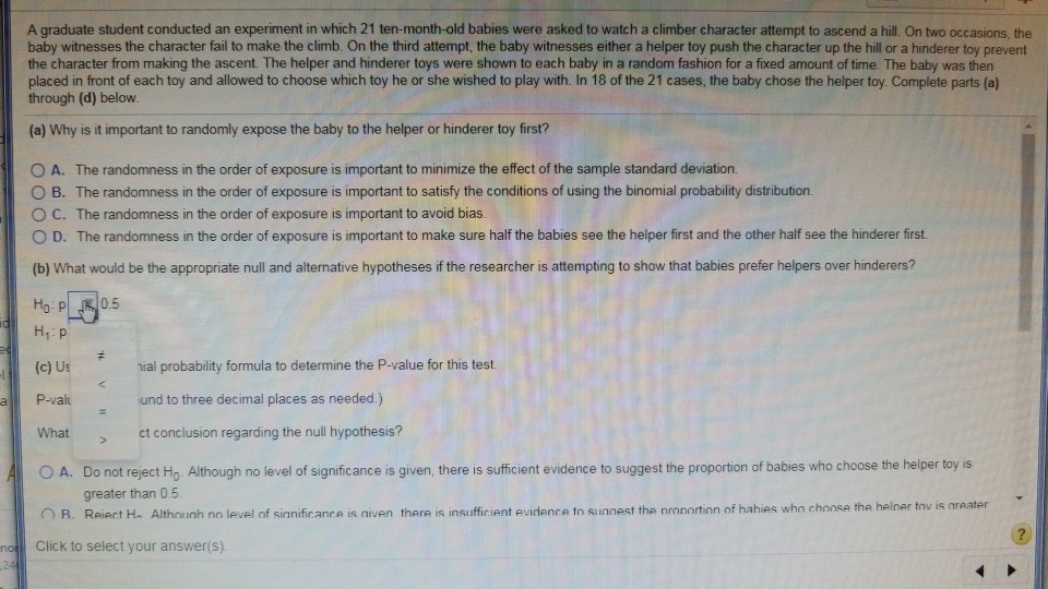 Solved A graduate student conducted an experiment in which | Chegg.com