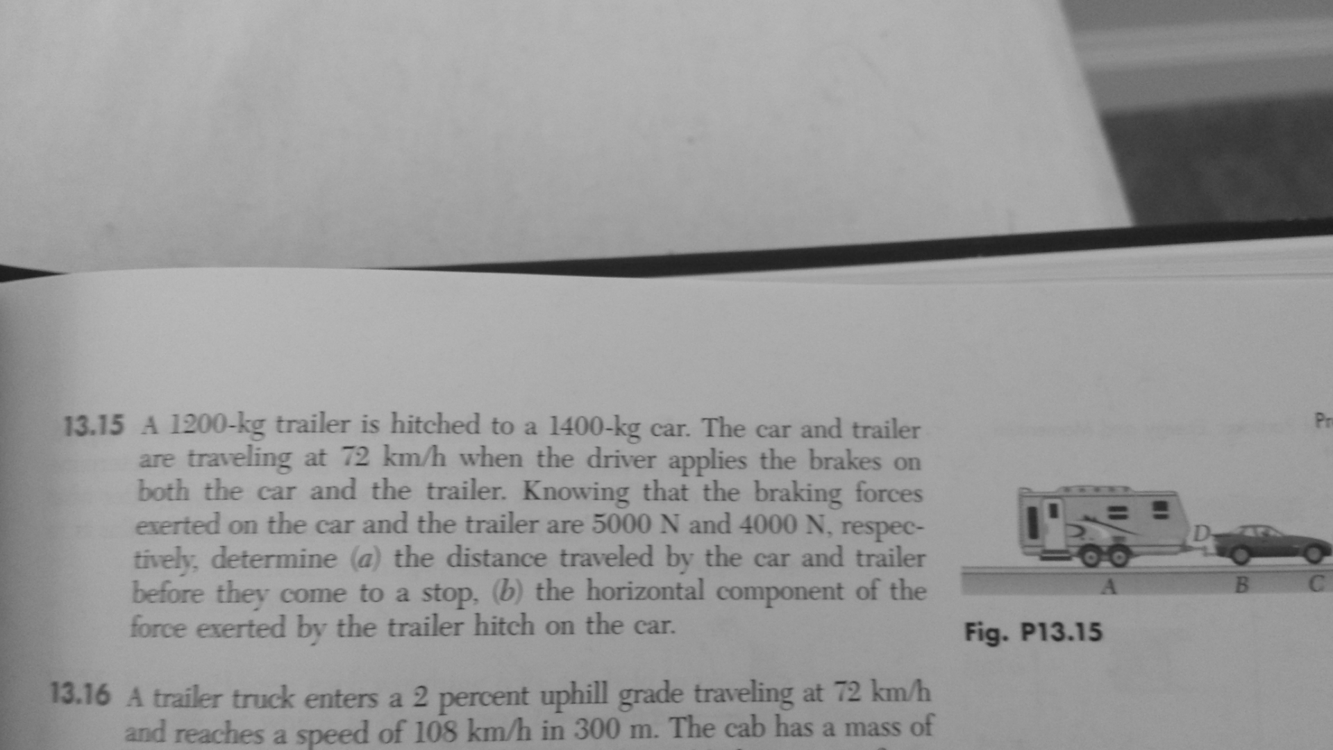 Solved A 1200-kg trailer is hitched to a 1400-kg car. The | Chegg.com