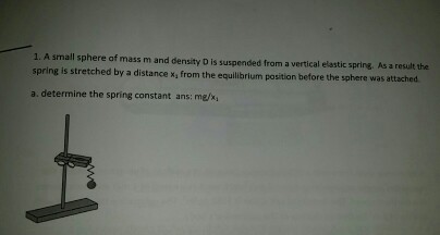 Solved 1. A small sphere of mass m and density D is | Chegg.com