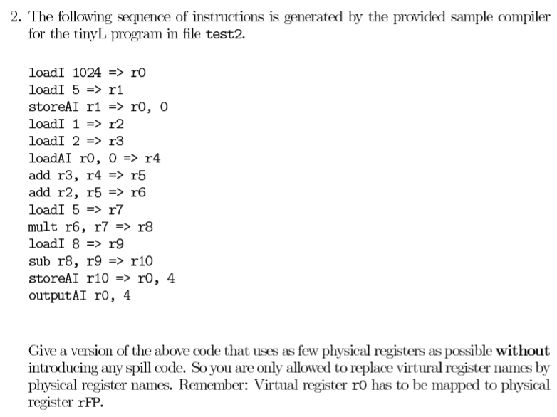 Solved The following sequence of instructions is generated | Chegg.com
