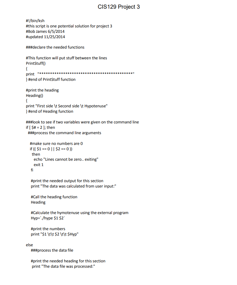 CIS129 Project 3 1. Write a script that will take 2 | Chegg.com