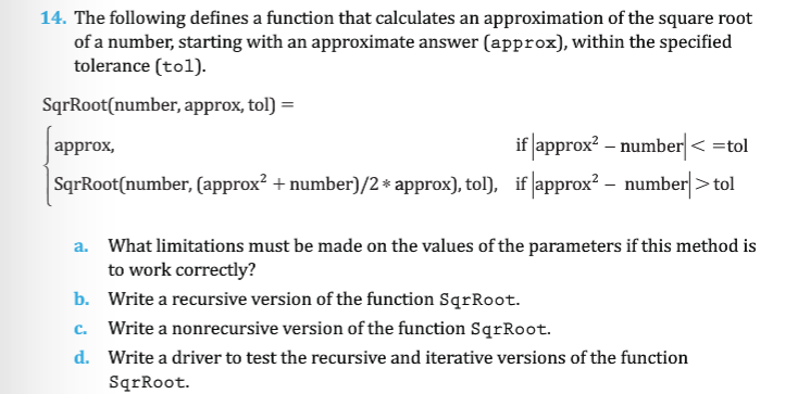 Solved The following defines a function that calculates an | Chegg.com