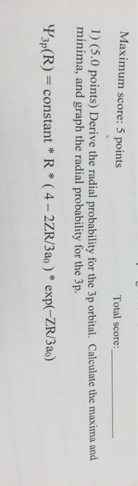 Solved Derive the radial probability for the 3p orbital. | Chegg.com