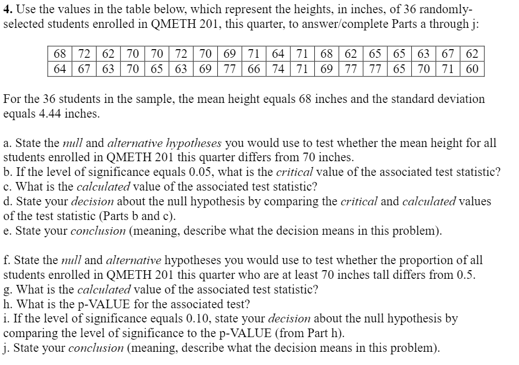 Solved Use the values in the table below, which represent | Chegg.com