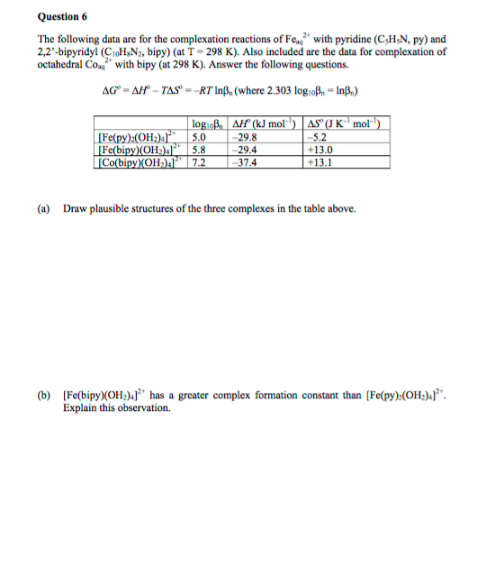 Solved Question 6 The following data are for the | Chegg.com