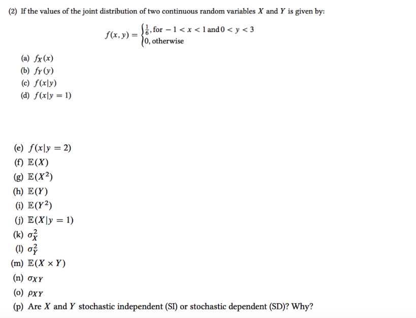 Solved If the value of the joint distribution of two | Chegg.com