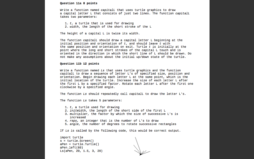 Solved Question 11a 8 points Write a function named capitalL | Chegg.com