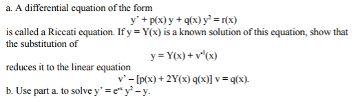 Solved How do I solve the Riccati differential equation in | Chegg.com