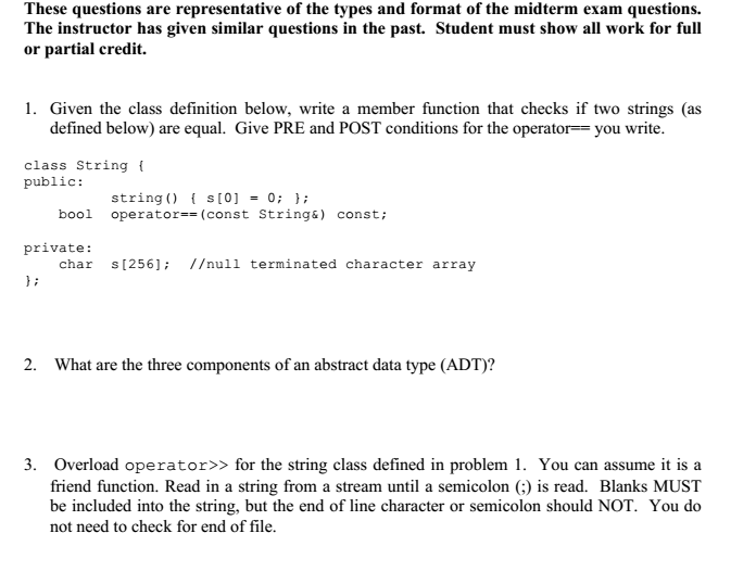 These questions are representative of the types and | Chegg.com