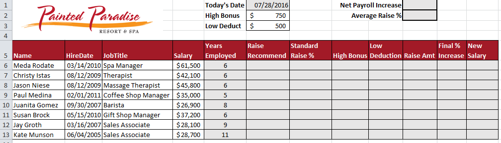 On the Payroll worksheet, enter the following | Chegg.com