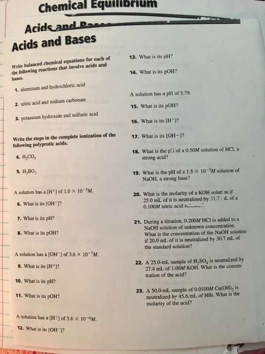 Solved Write balanced chemical equations for each of the | Chegg.com