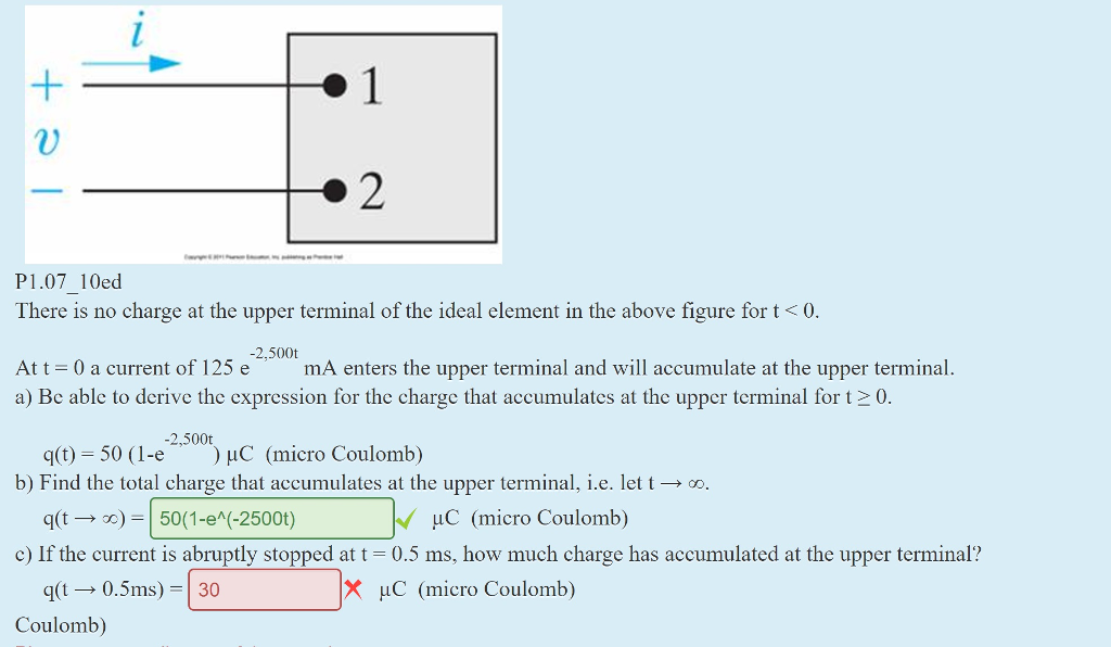 Solved There is no charge at the upper terminal of the | Chegg.com