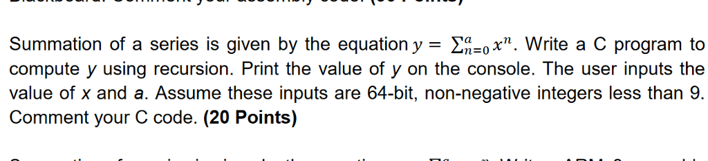 Solved Summation of a series is given by the equation y = | Chegg.com