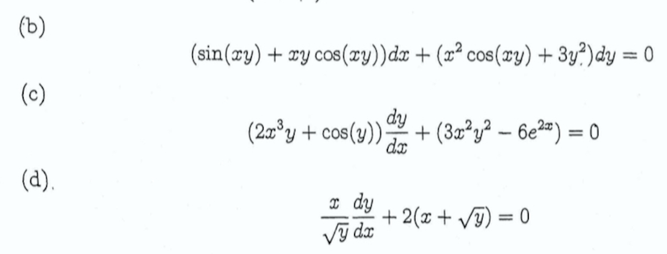 Solved First check that the ODE's are exact. Then find an | Chegg.com
