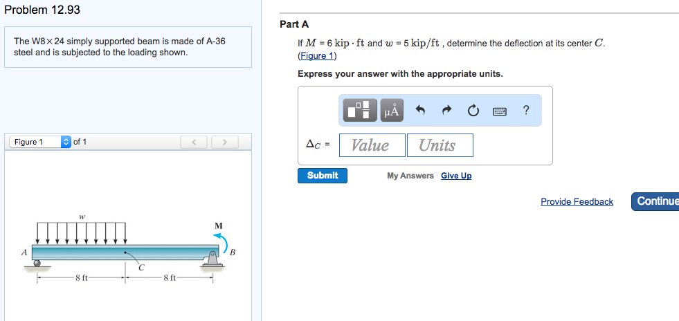 Solved The W8 times 24 simply supported beam is made of A-36 | Chegg.com