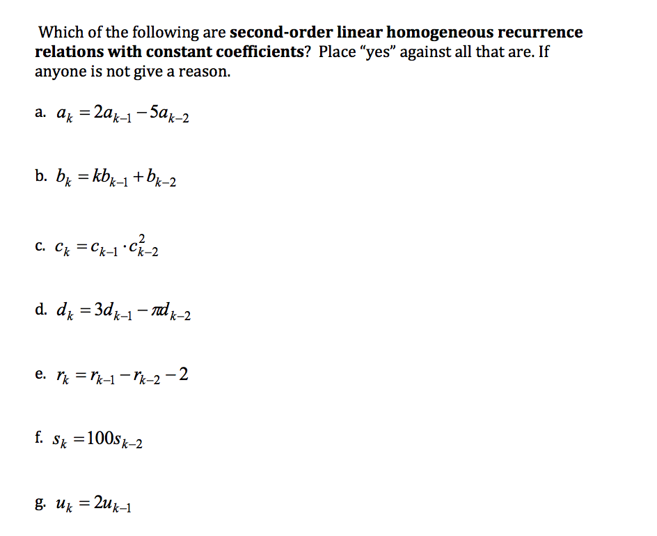 Solved Which of the following are second-order linear | Chegg.com