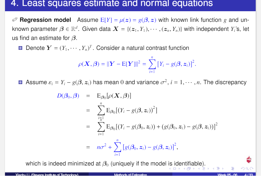 4. Least Squares estimate and normal equations | Chegg.com