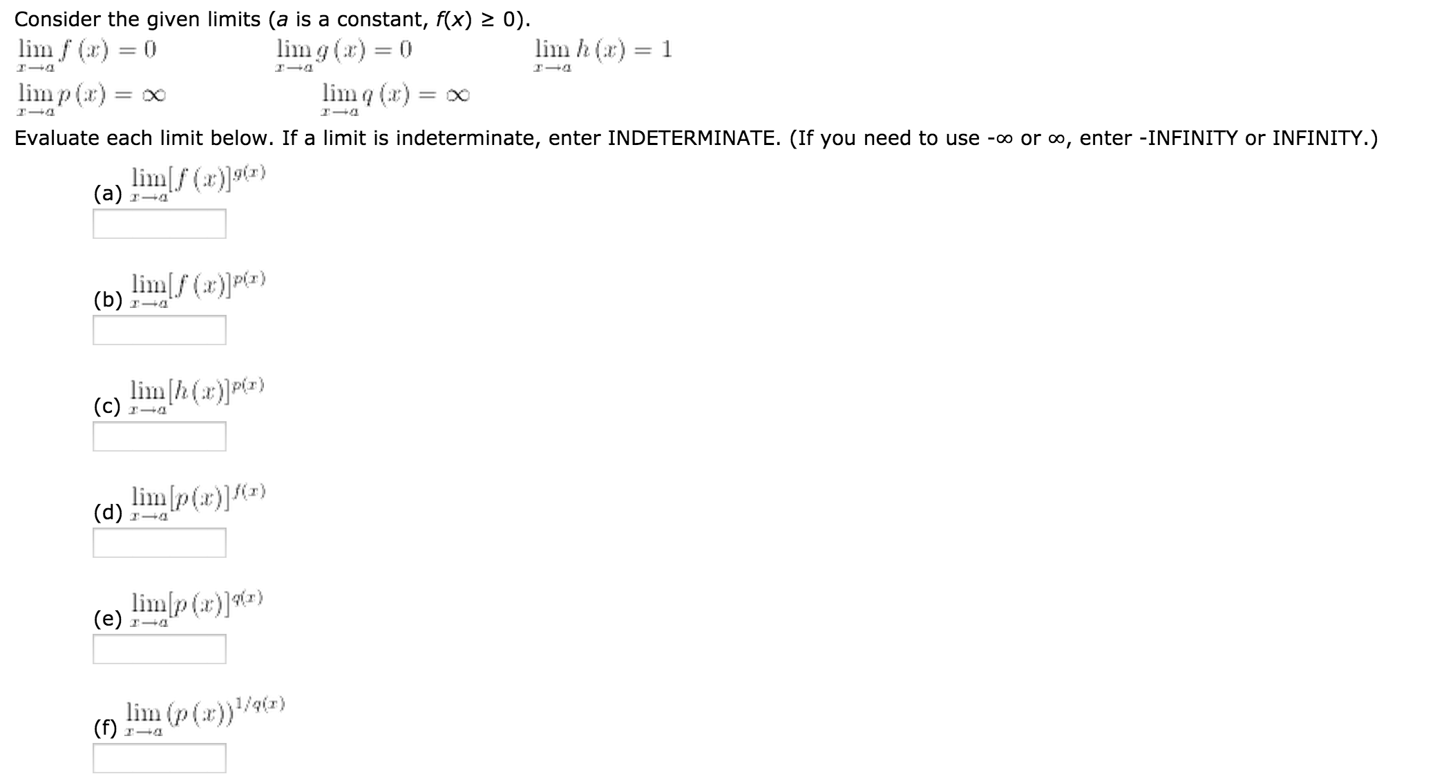 Solved Consider The Given Limits A Is A Constant F X