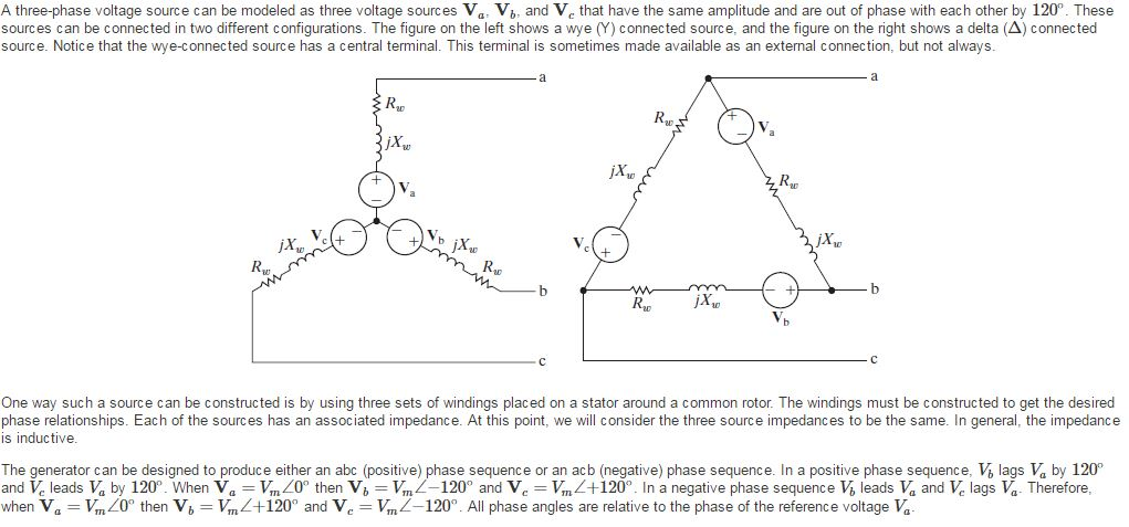 Solved A three-phase voltage source can be modeled as three | Chegg.com