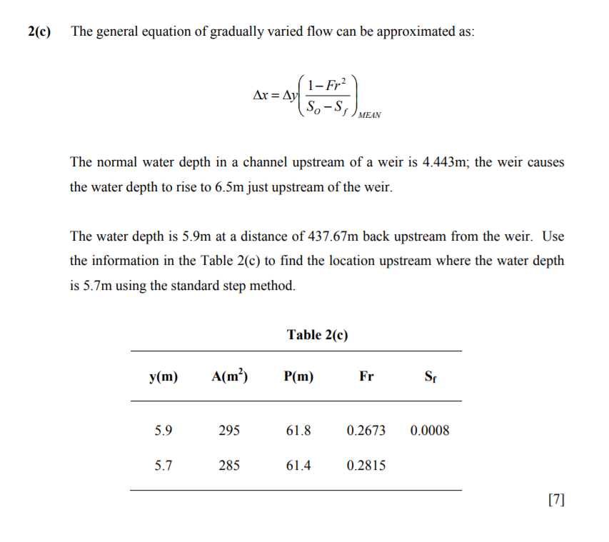 Solved 2(c) The general equation of gradually varied flow | Chegg.com